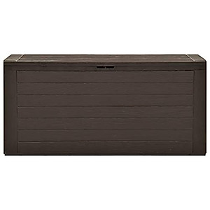 INLIFE 77 Gallon Garden Storage Box Outdoor Cushion Deck Patio Storage Chest Storing Pillow Tool Box Blanket Indoor Interior Container 45.7"x17.3"x21.7"(Brown)