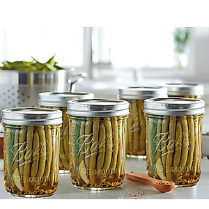 Wide Mouth Mason Jars 16 oz - (6 Pack) - Ball Wide Mouth Pint 16-Ounces Mason Jars With Airtight lids and Bands - For Canning, Fermenting, Pickling, Freezing, Storage + M.E.M Rubber Jar Opener Included