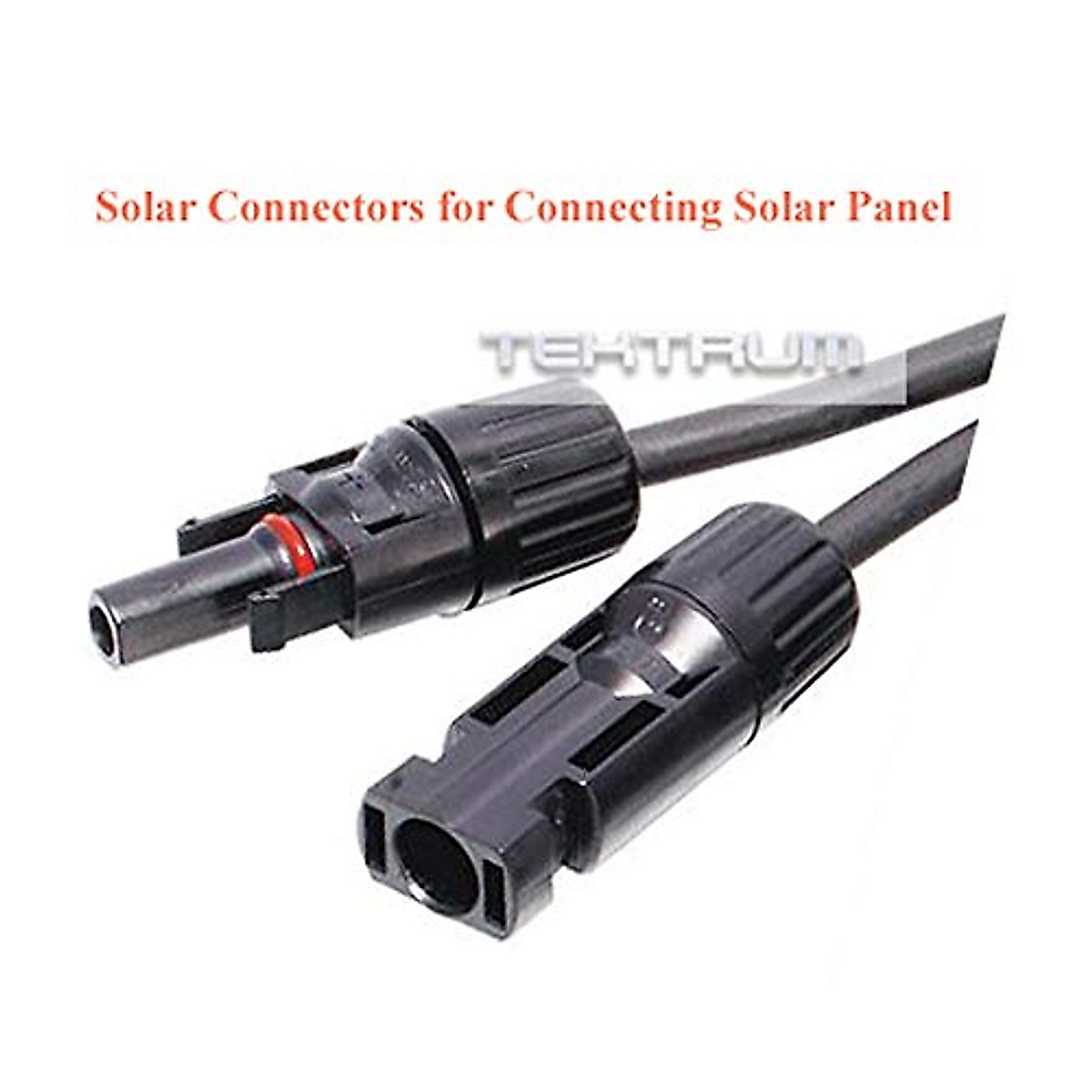 Tektrum UV-Resistant 50ft Long Double Layer PV Extension Cable with M/F Solar Connectors for Outdoor Solar Panel (Set of 2)