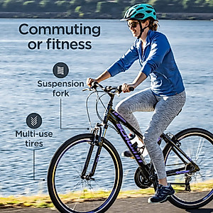 Schwinn GTX 1.0 Comfort Adult Hybrid Bike for Men and Women, Dual Sport Bicycle, 700c Wheels, 17.5-Inch Step-Through Aluminum Frame, 21-Speed Twist Shifters, Alloy Linear Pull Brake, Black