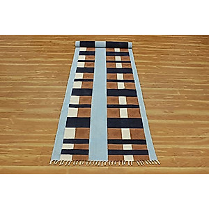 Casavani Hand Block Printed Cotton Dhurrie Geometric Black & Multicolor Area Dhurrie Best Uses For Home/Office 4x6 Feet Rugs for Bedroom,Living Room,Kids Room,Bathroom,Kitchen,Porch 6x12 Feet Runner