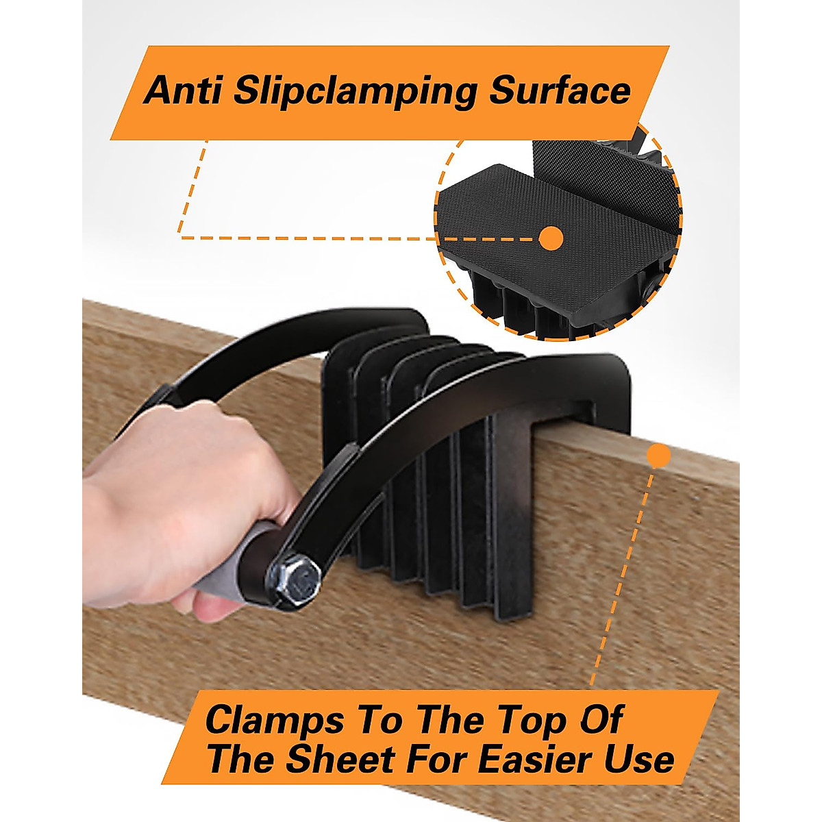 FAHKNS Panel Carrier and Plywood Lifting Tool, 0 to 3/4 Grip Range Sheetrock Gripper Carrying Soft-Grip Handle Gripper Lift for Clamp Wood Board or Drywall Lifter with Single Hand