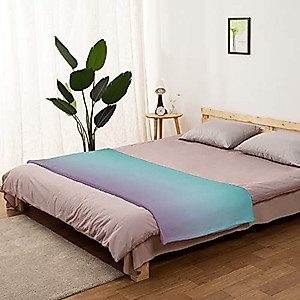 Farmhouse Teal Purple Ombre Throw Blanket Flannel Fleece Blanket, Lightweight Blanket for Women Boy/Girl, - Microfiber Nap Blanket for Couch, Bed, Sofa - 50" x 40" Hazy Turquoise Rustic Gradient