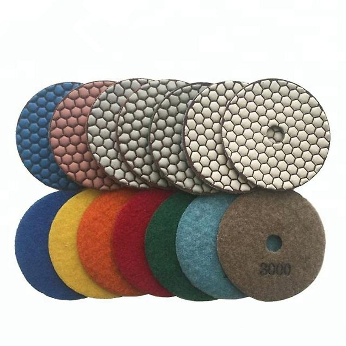 5" Diamond Wet Dry polishing pad 100 Pieces (Grit 50-400) for Stone Granite Marble Buffing Polish Work with Grinder Polisher