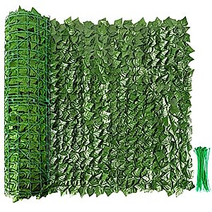 Whonline Artificial Faux Ivy Hedge Privacy Fence Wall Screen 118 x 39.4in Outdoor Privacy Fence Hedges Screen with 30pcs Nylon Cable Zip Ties for Balcony, Garden, Deck Décor