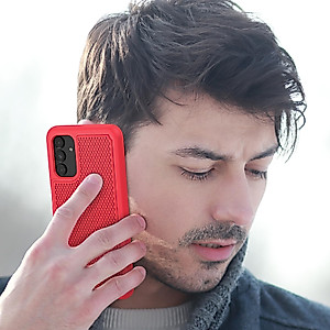 BNIUT for Samsung Galaxy A13 5G Case: Dual Layer Protective Heavy Duty Cell Phone Cover Shockproof Rugged with Non Slip Textured Back - Military Protection Bumper Tough - 6.5inch (Red)