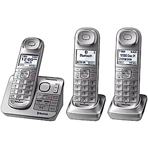 Panasonic KX-TGL463S Dect_6.0 3-Handset Landline Telephone, Silver & White