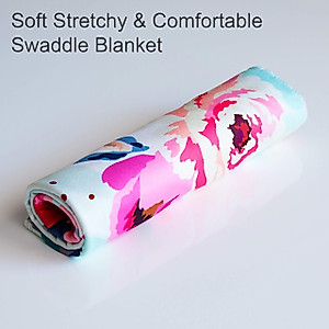 Little Bubbles Baby Swaddle Blanket & Headband Set - Pink Floral Pattern - Newborn Girl Swaddle - Modern Style - Unisex - One Size