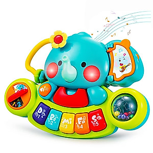 HOLA Baby Toys 6 to 12 Months Old Baby Piano Toys Infant Toys Elephant Light Up Music 9 Month Old Baby Toys 12-18 Months, Learning Birthday Gifts Toys for 1 Year Old Girl Boy