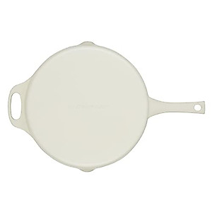 Rachael Ray NITRO Cast Iron Frying Pan/Skillet with Helper Handle and Pour Spouts, 12 Inch, Almond