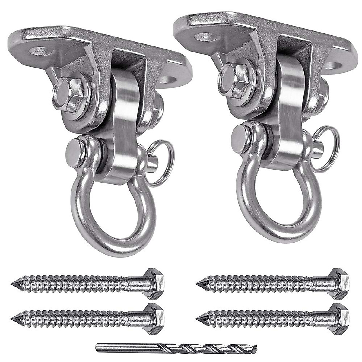 IOH 2 Pcs Heavy Duty Swing Hangers Stainless Steel 304 antirust【2000 lb Capacity】 180° Silent Swing, Playground Porch Yoga Seat Trapeze, Hammock Chair, Hanging Kit, Swing Set Indoor Outdoor