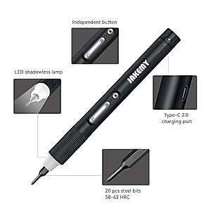 Small Electric Screwdriver, JAKEMY 3 Torque Adjustable Laptop Cordless Screwdiver Set, Rechargeable Mini Computer Screwdriver Kit for Electronics Repair with Shadowless LED Lamp
