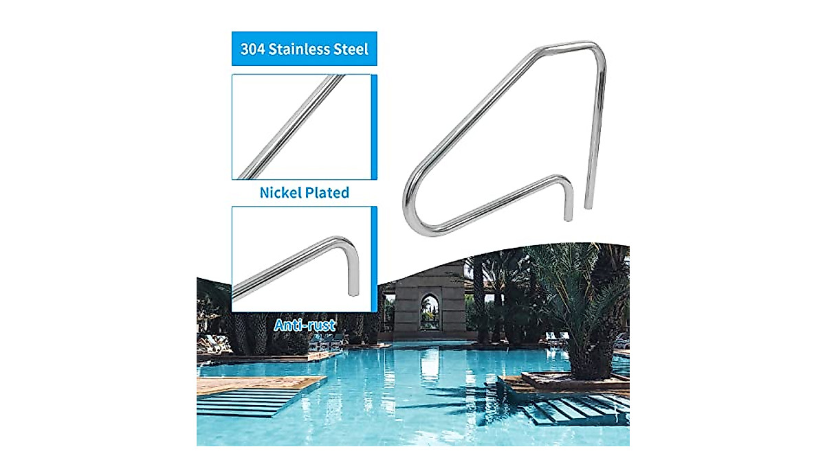 HECASA Pool Handrail Grab Rail Railing 37" Tall Swimming Pool Hand Rail ...
