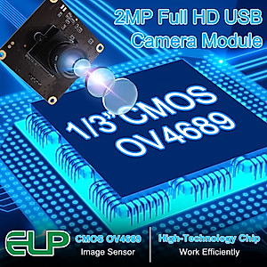 ELP 2MP High Speed USB Camera Module for Computer 1080P Mini UVC USB2.0 Webcam Board CMOS OV4689 Video CCTV Industrial PC Camera for Laptop High Frame 260fps 120fps 60fps Lightburn Camera