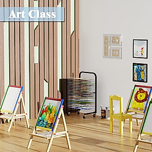 ztysn 20 Shelf Art Drying Rack for Classroom - Art Storage Organizer Rack with Lockable Wheels Large Paint Drying Rack for Art Studios，Metal/Black