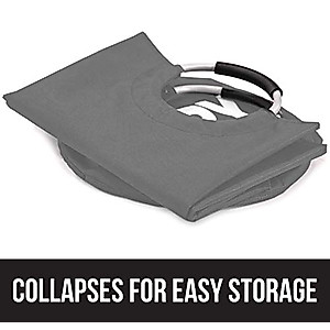 Gorilla Grip Large Laundry Basket, Collapsible Fabric Hamper, Padded Handles, Tall Foldable Clothes Baskets, Durable Linen Bins, Easy Carry Bags, Hampers for Kids Bedroom, College Dorms, 82L, Gray