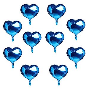 10 Pcs Blue Heart-Shaped Balloon 18 Inch Foil Balloon Mylar Balloon Happy Birthday Balloons Banner