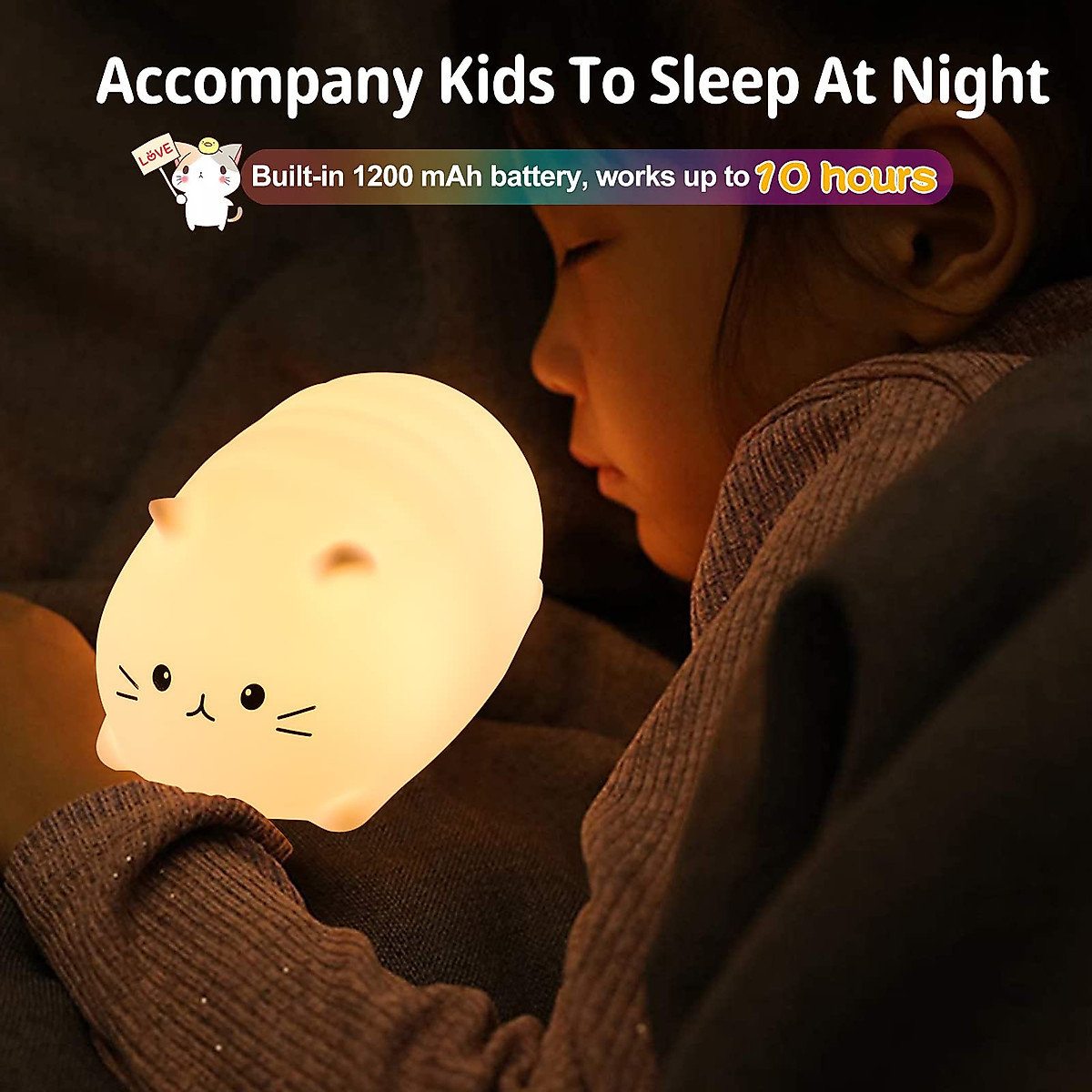 ZKLiLi Cat Lamp, Cute Night Light for Kids, Birthday Gifts for Baby Girls and Boys, Kids Nightlight for Bedroom (Cat-A)