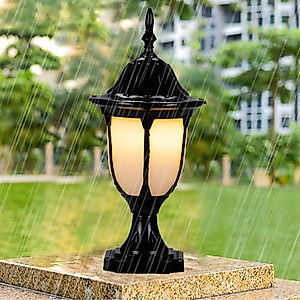 European Retro LED Post Light Waterproof Outdoor Die-cast Aluminum E27 Base Pillar Lantern Fixture Courtyard Garden Walled Porch Pillar Lights Pole Light