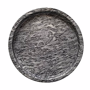 StonePlus Natural Real Marble Vanity Bathroom Tray/Neat Organizer for Cups, Shampoo Perfume Jewelry (Black Gray, 9.84Dx1.18H)