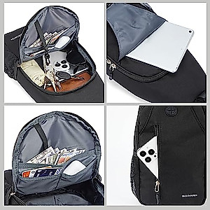 BOSTANTEN Sling Bag, Crossbody Backpack RFID Shoulder Chest Bag for Men Women Travel Hiking Casual Daypack, Black