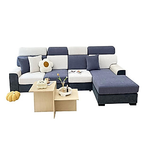 GRFIT Sofa Cover Stretch Waterproof, Wear-Resistant, Couch Covers for Sectional Sofa, Separate Cushion Couch Chaise Cover, for L U -Shaped Sofa Chaise Longue (Color : Lake Blue, Size : Backrest)