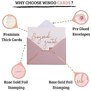 Rose Gold Beyond Grateful Thank You Cards with Envelopes - 36 PK - 4x6 Inches Bridal Shower Thank You Cards Baby Shower Baby Girl Thank You Notes for Wedding Birthday