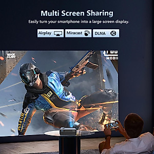 EUG Mini Projector for iPhone iPad Laptop, Outdoor Portable Projector 4K with WiFi Bluetooth, 2023 Android Smart Projector with Apps, Native 1080P LED Movie Video Projectors for Home Theater Office