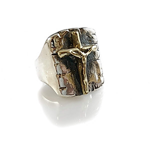 SILVERLAND1 Crucified Jesus Christ Brass & Solid Sterling Silver 925 Ring by Ezi Zino (9)
