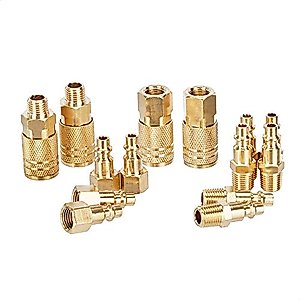 Amazon Basics High Flow Air Coupler and Plug Kit - 1/4-Inch NPT Fittings - 14-Piece