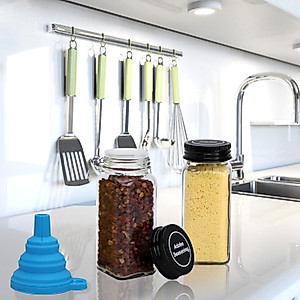 Accguan Spice Jars,4oz Glass Spice Bottles with Black Lids,Spice Labels and Stylus and Funnel, Perfect for Kitchen Countertop Storage,Cabinet Storage, Dining Room, and Gifts(52pcs)