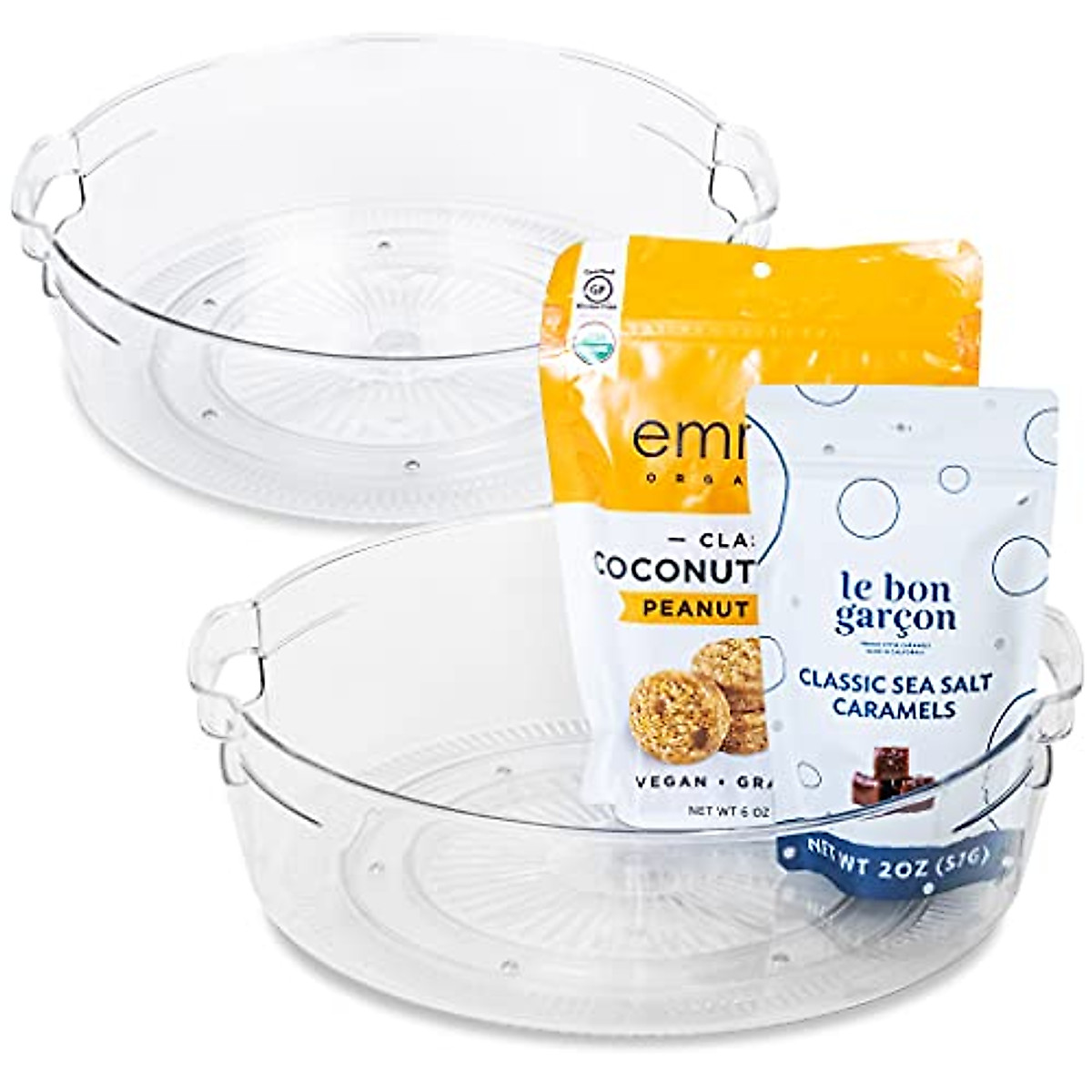 Smart Design Set of 2 Turntable Lazy Susan Spinning Organizer - 11.5 inch - BPA Free Plastic Resin - Fridge, Freezer, Cabinet, Food, Spices, Pantry - Clear