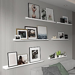 LAPTAIN 36 Inch Floating Shelves Wall Mounted Wall Shelves Set of 3,White Large Picture Ledge Shelf for Bedroom Living Room Bathroom Kitchen Nursery