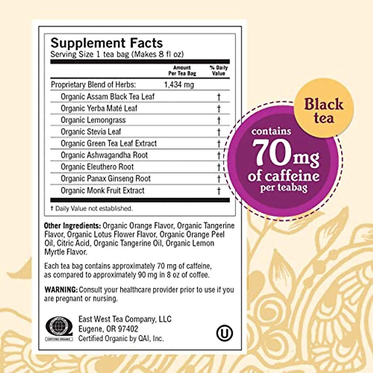 Yogi Tea - Sweet Tangerine Positive Energy Tea (6 Pack) - Supports Elevated Mood and Energy Levels - With Black Tea and Green Tea Extract - Contains Caffeine - 96 Organic Tea Bags