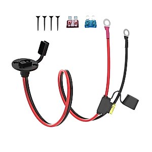 ELFCULB 2FT 14AWG SAE Power Socket Sidewall Port to O Ring Connecters Extension Cord Cable with 10A 15A 20A Fuse Compatible with Solar Generator Battery Charger,for Solar Accessories