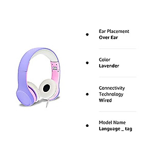NENOS Kids Headphones Children’s Headphones for Kids Toddler Headphones Limited Volume (Lavender)