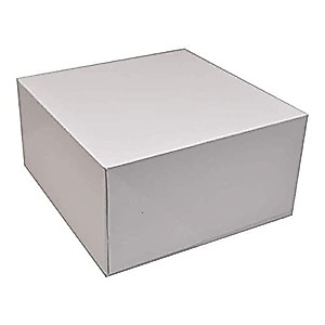 Deep Square Cardboard Box with Lid, 10x10 inch, White Deep Gift Box, 2 Packs of 4 (8 Total)