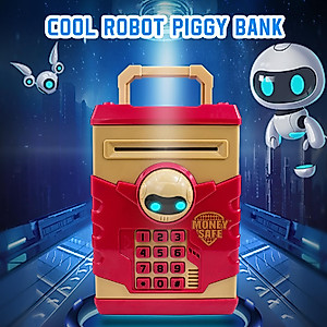 Cargooy Mini ATM Piggy Bank ATM Machine Best Gift for Kids,Electronic Code Piggy Bank Money Counter Safe Box Coin Bank for Boys Girls Password Lock Case