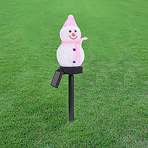 NUOBESTY 1pc Christmas Solar Christmas Night Light Christmas Pathway Markers Snowman Landscape Light Exterior Solar Powered Lights Creative Lawn Light Outdoor Ground Plug