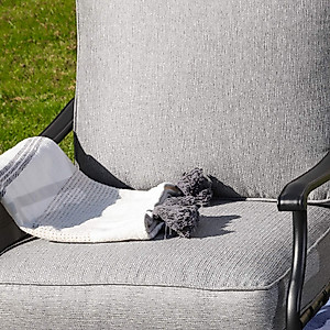 PatioFestival 2 PC Outdoor Padded Conversation Set,Patio Furniture Sets Modern Bistro Cushioned Rocking Sofa Chairs with 5.1 Inch Thick Seat Cushions,Grey