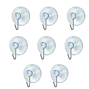 Hufopik Suction Cup Hooks 2 Inches Suction Cups with Hooks Suction Cup Hook for Window Glass Wall (8 Packs)