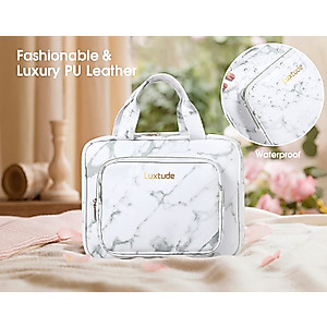 Luxtude Large Hanging Toiletry Bag for Women, Travel Toiletry Bag with Hanging Hook, Waterproof Cosmetic Makeup Organizer for Bathroom Shower Accessories etc.