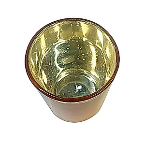 Hosley Set of 6 Metallic/Antique Finish Glass Candle Tealight Holders. Ideal Gift for Wedding Bridal Party Reiki LED Votive Tea Light Gardens O4 (Antique Silver)