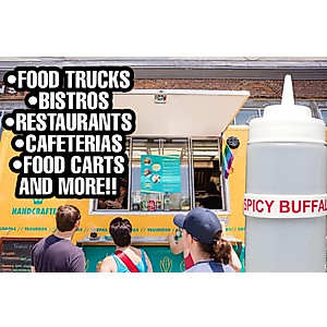 Rousse Bands Buffalo Sauce Label Band - Silicone Squeeze Bottle Label for 16oz, 20oz, 24oz, 32oz Spicy Buffalo Squirt Bottle Containers - Printed Colored Food Labels for Restaurant, Food Truck