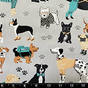 100% Cotton Fabric by The Yard for Sewing, Quilting, DIY Crafts - 62 Inches Wide (No. 29 - Dogs)