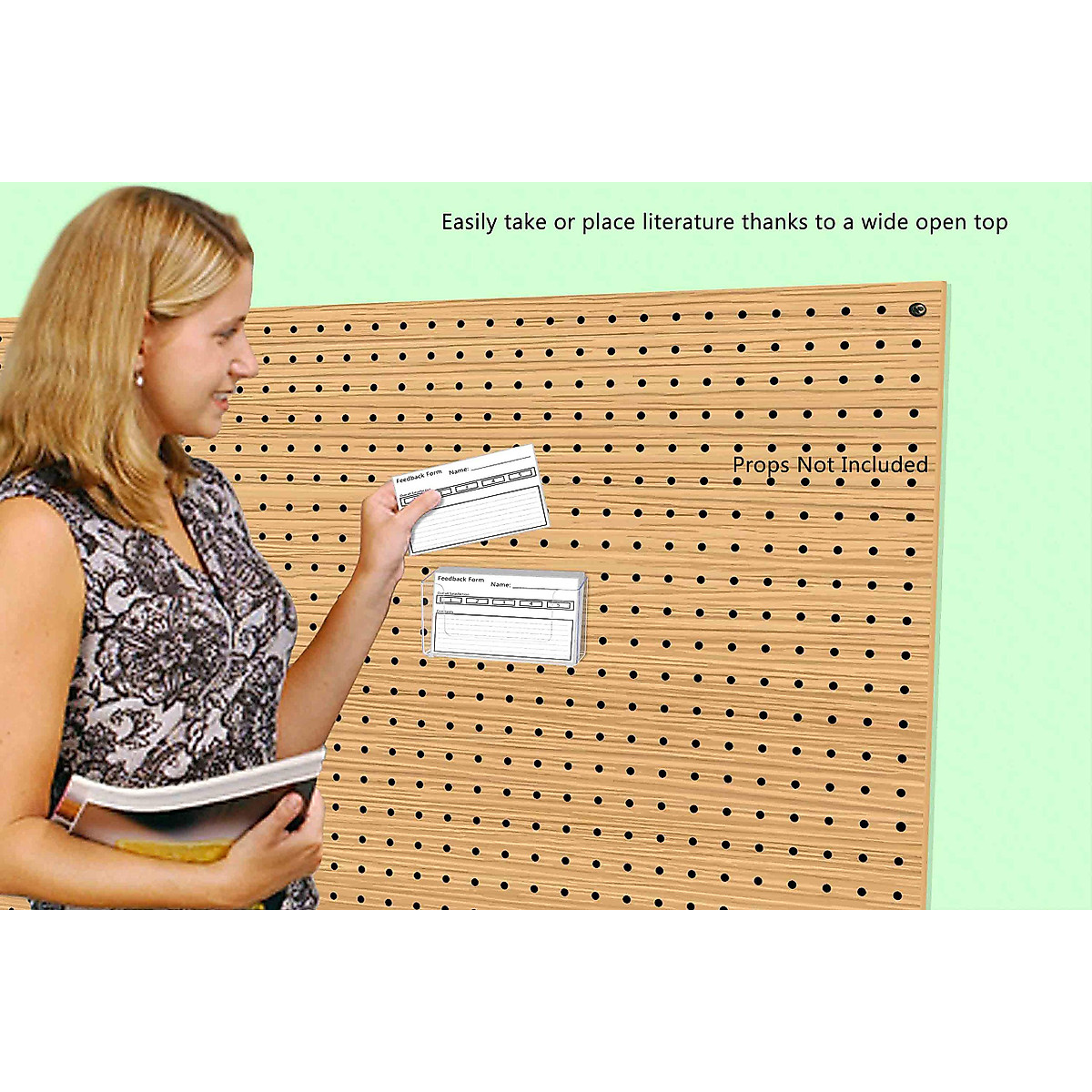 Marketing Holders 2 Pack Pegboard Postcard Holder for 5 Inch Wide Printed Advertisement Materials Space Saving Clear Acrylic Display Rack in Retail Stores and Offices No Assembly Required
