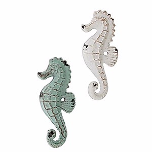Cast Iron Seahorse Wall Hooks, Set of 2