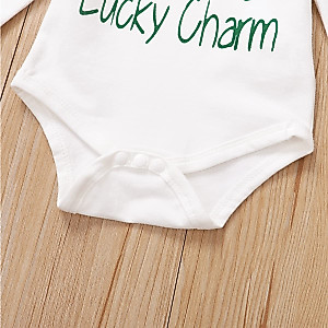Shalofer Baby St Patricks Day Outfit Girl Newborn My First St Patrick's Day Bodysuit(Green-Flare pants,0-3 Months)