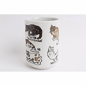 Mino ware Japanese Ceramics Sushi Yunomi Chawan Tea Cup Japanese Cat made in Japan (Japan Import) YAY080