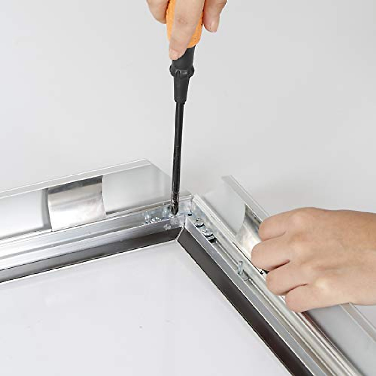 M&T Displays Portable Snap Poster Frame 36x48 Inch Silver 1.77" Aluminum Profile, Front Loading Wall Mounting Display for Photo Picture Document Certificate Mitered Corner Anti Glare Cover